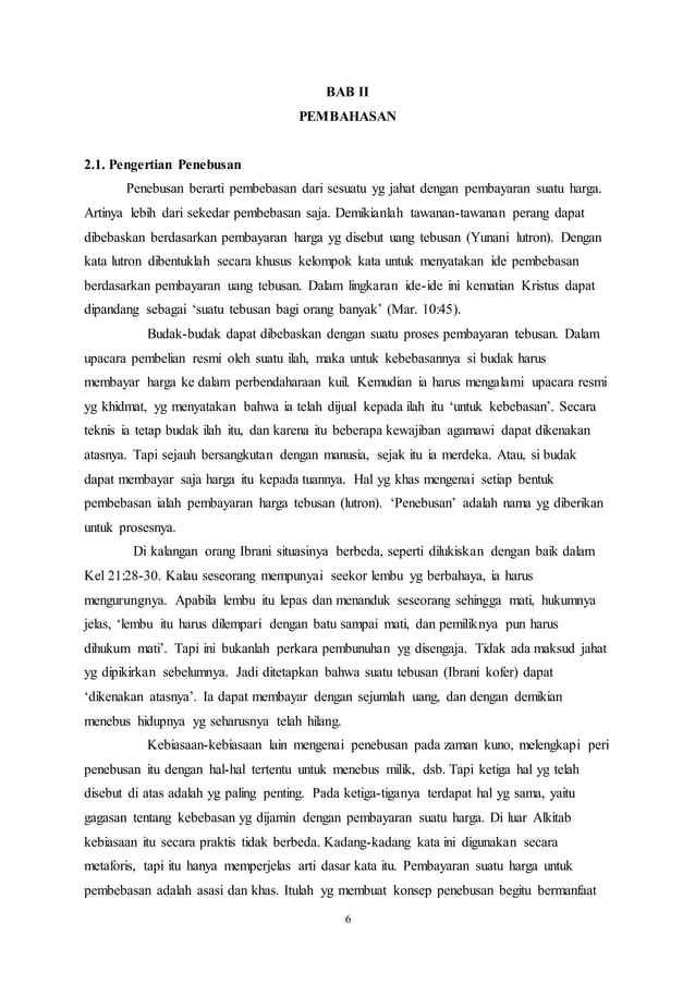 Paper teologi perjanjian baru "PENEBUSAN" (Ferdianus Seo) | PDF