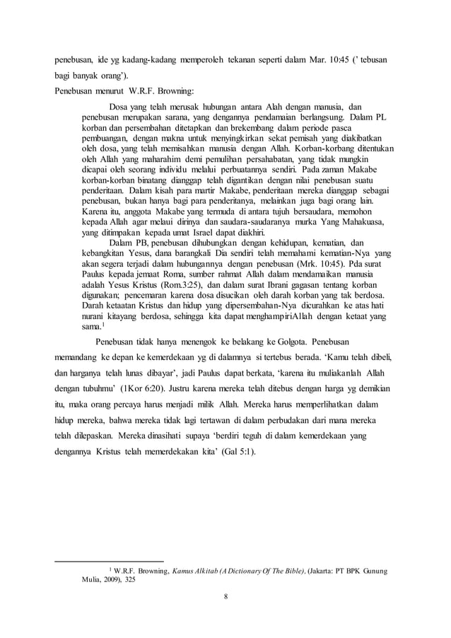 Paper teologi perjanjian baru "PENEBUSAN" (Ferdianus Seo) | PDF