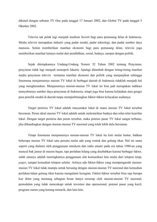 Eksistensi TV Lokal di Antara Dominasi TV Nasional | PDF