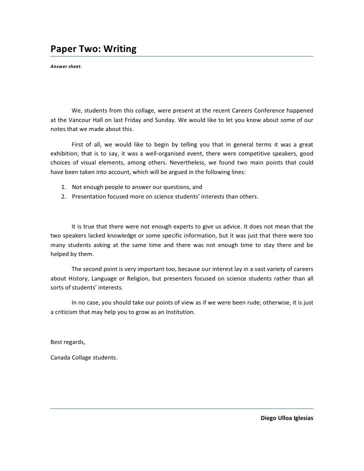 Paper Two (Answer Sheet)