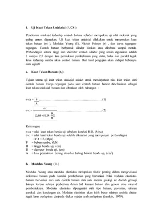 Paper UCS, RQD & RMR | PDF