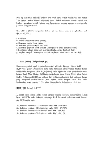 Paper UCS, RQD & RMR | PDF