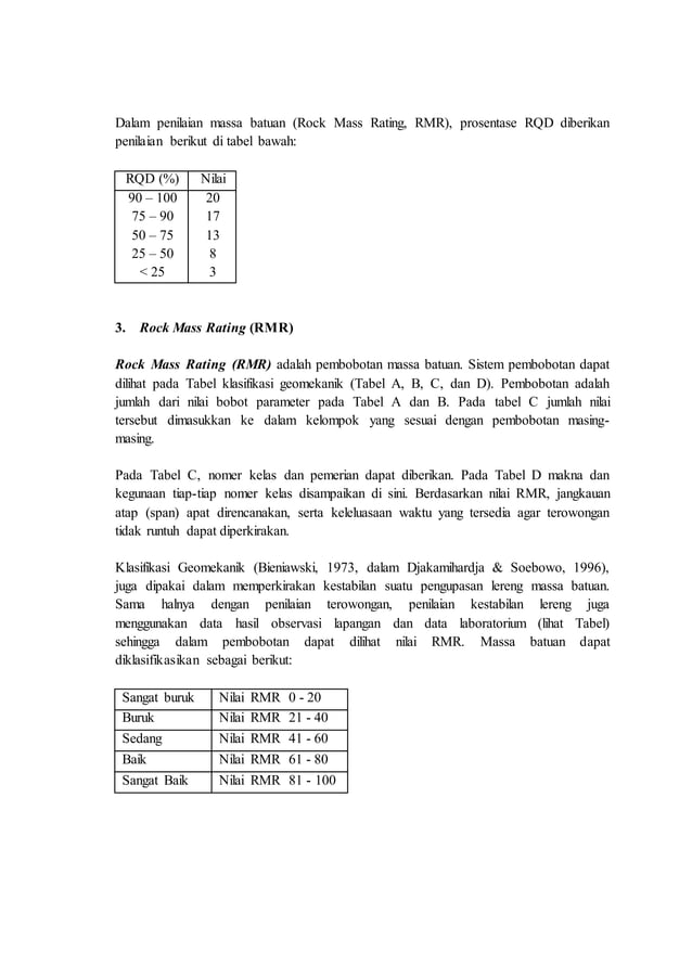 Paper UCS, RQD & RMR | PDF