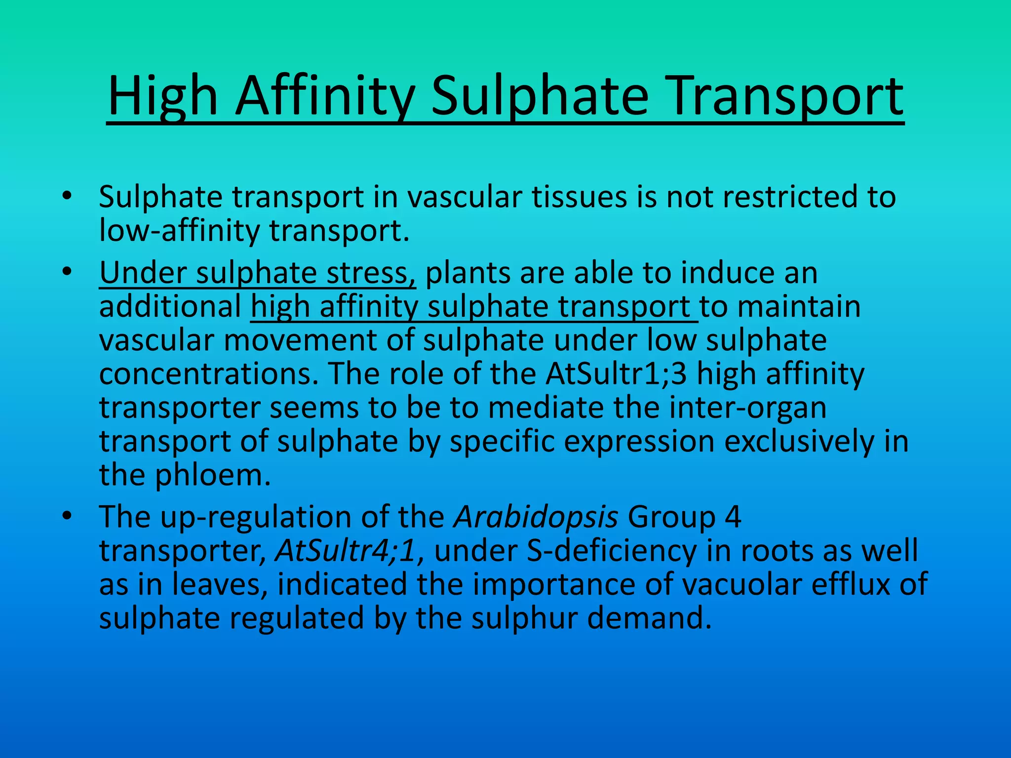 Sulphur uptake and transport in plants | PPTX