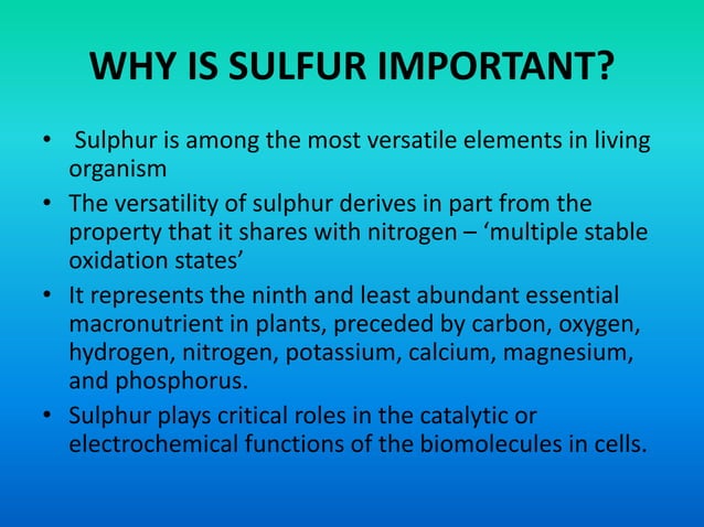 Sulphur: the macronutrient | PPT