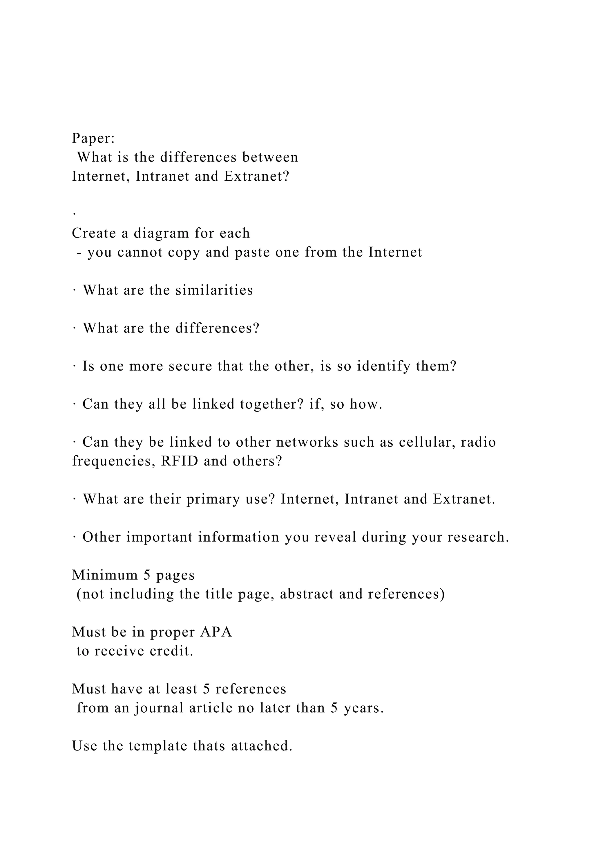 Paper What is the differences between Internet, Intranet an.docx