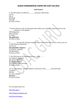 GUESS FUNDAMENTAL PAPER FOE CCAT Feb 2014 | PDF | Databases | Computer ...