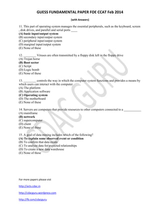 GUESS FUNDAMENTAL PAPER FOE CCAT Feb 2014 | PDF | Databases | Computer ...