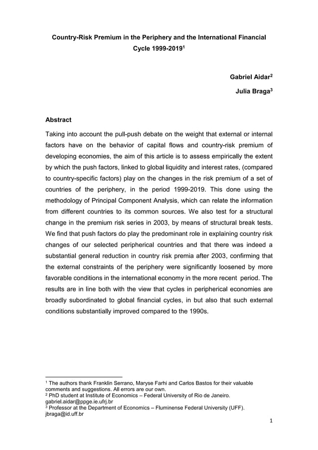 Country-Risk Premium in the Periphery and the International Financial ...