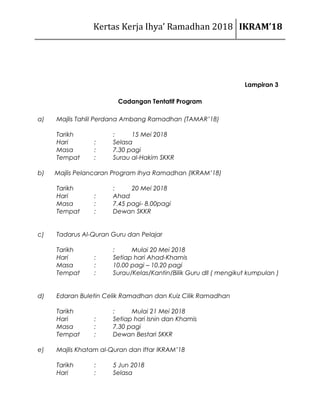 Kertas Kerja Ihya Ramadhan 2018 | DOC