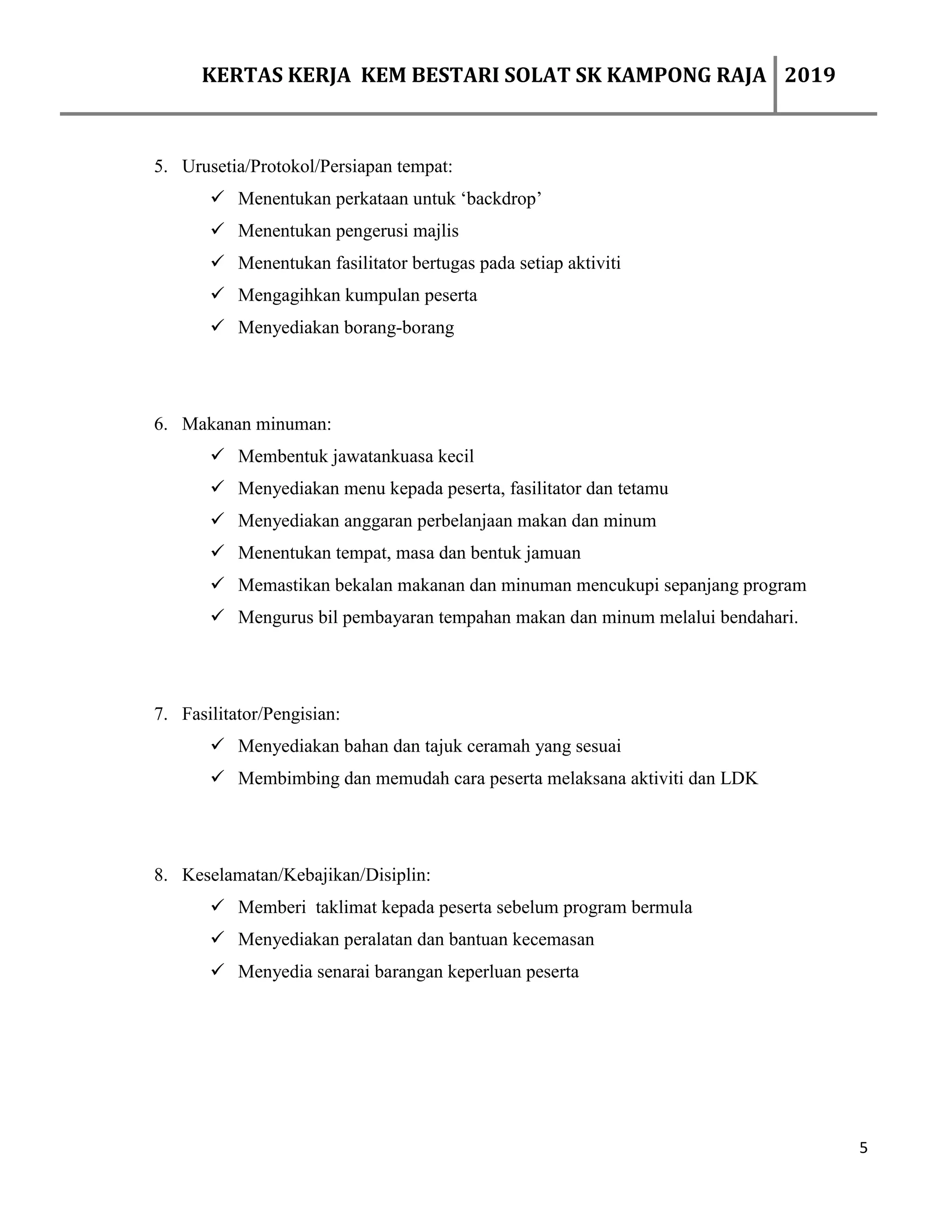 KERTAS KERJA KEM BESTARI SOLAT 2019 | PDF