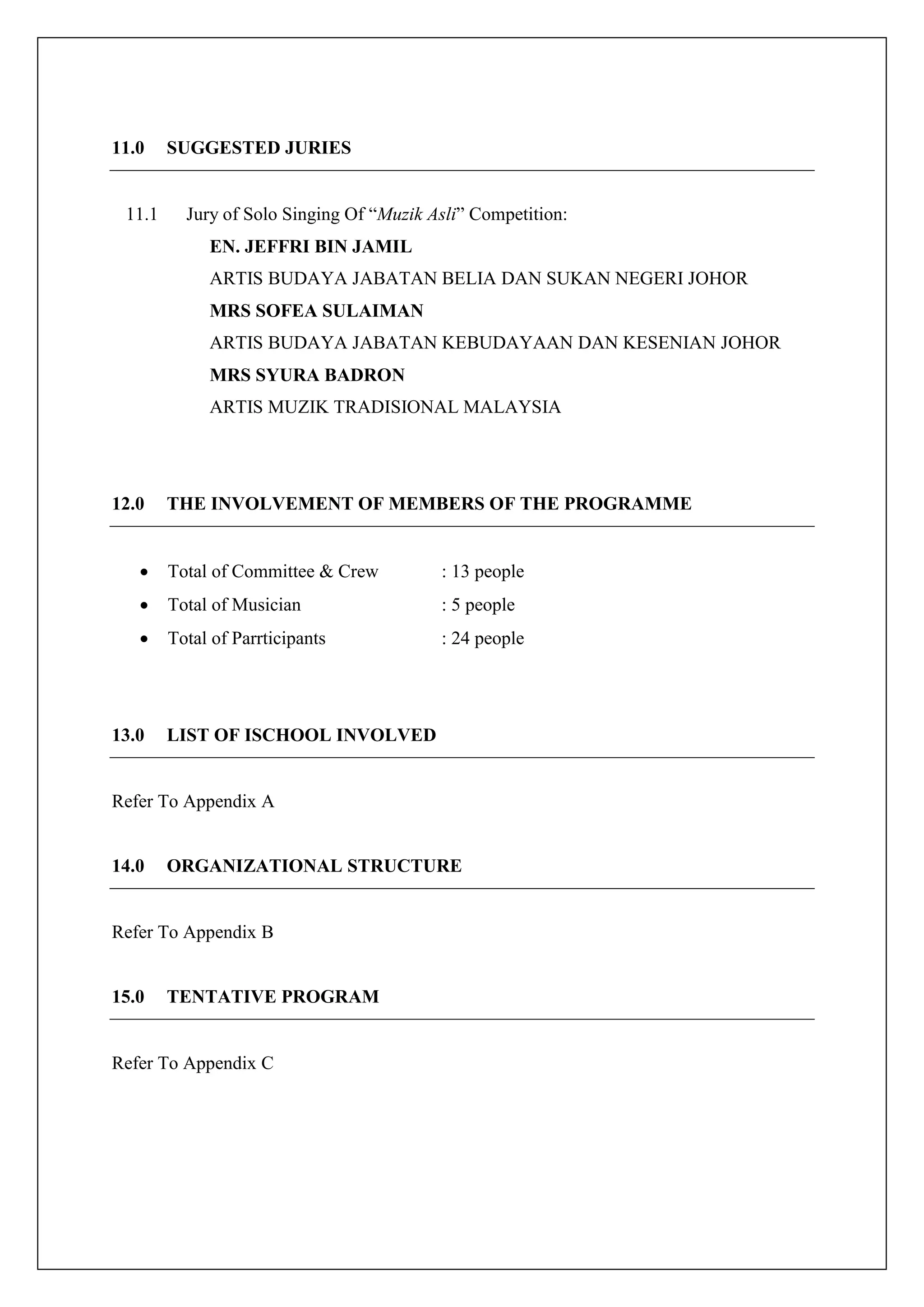 Kertas Kerja Pertandingan Muzik Asli Sekolah Menengah | PDF