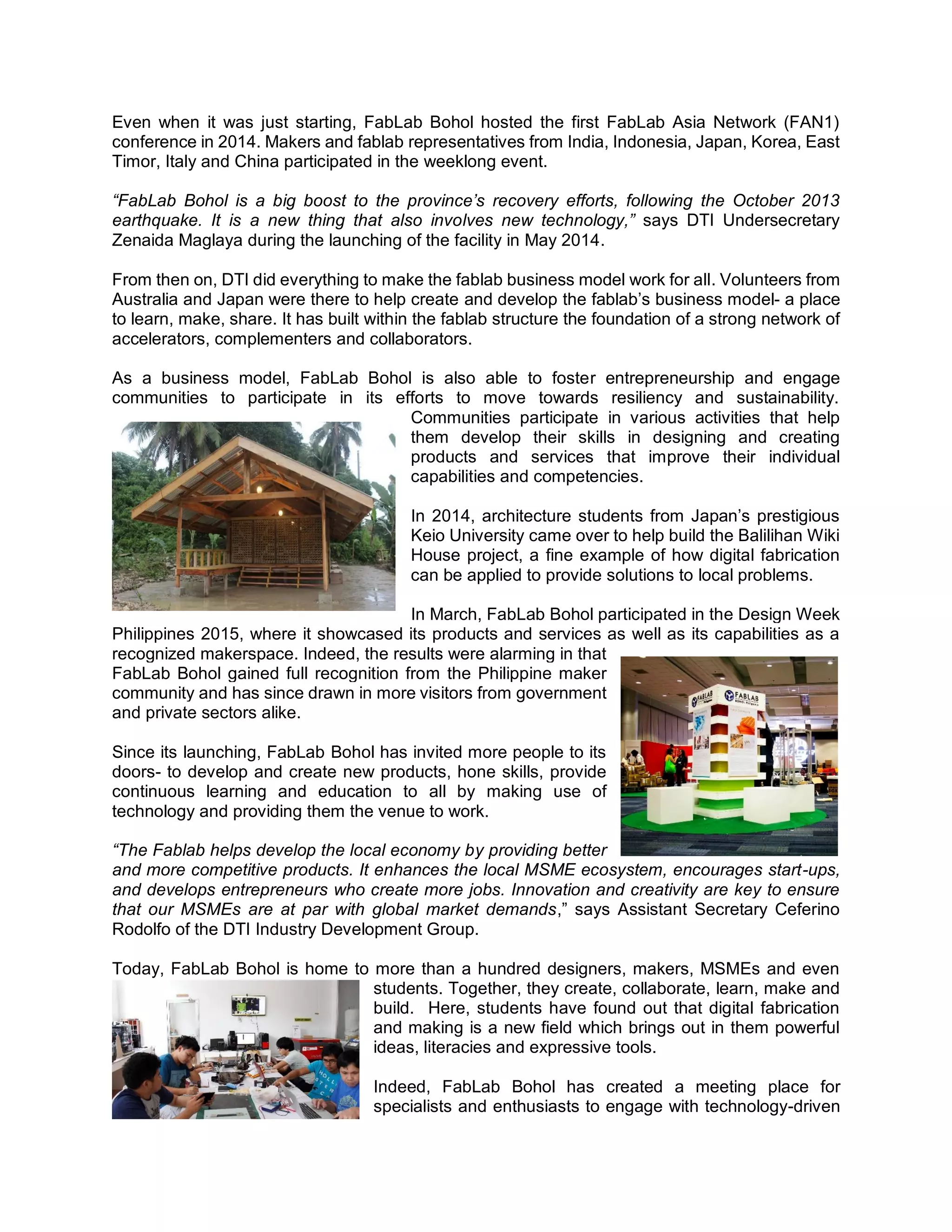 Pap fab lab bohol_vligan | PDF