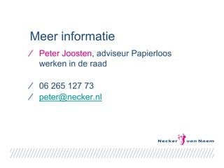 Papierloos werken in de Raad | PDF | Technology & Computing