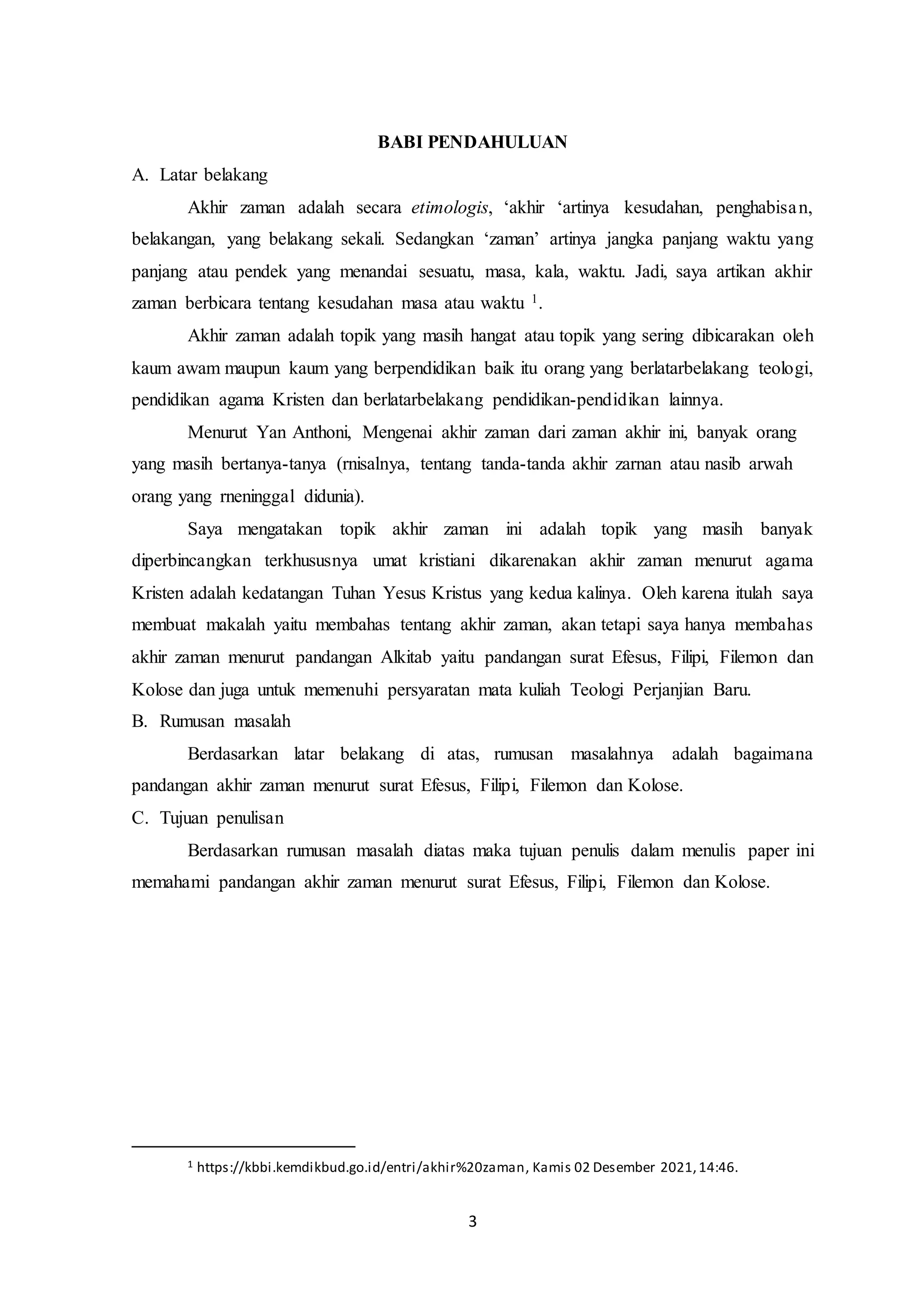Papper pandangan akhir zaman dalam surat efesus, filipi, filemon dan ...