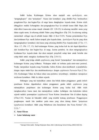 Papper pandangan akhir zaman dalam surat efesus, filipi, filemon dan ...