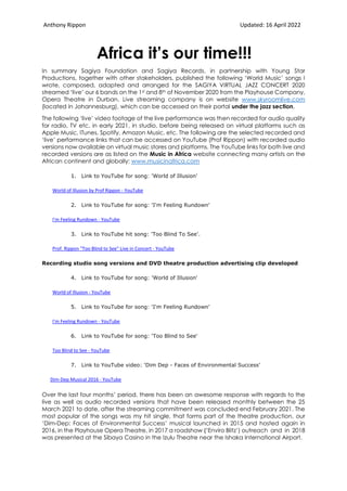 Performing Arts Profile - Prof Rippon & African Buskers | PDF
