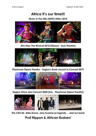 Performing Arts Profile - Prof Rippon & African Buskers | PDF