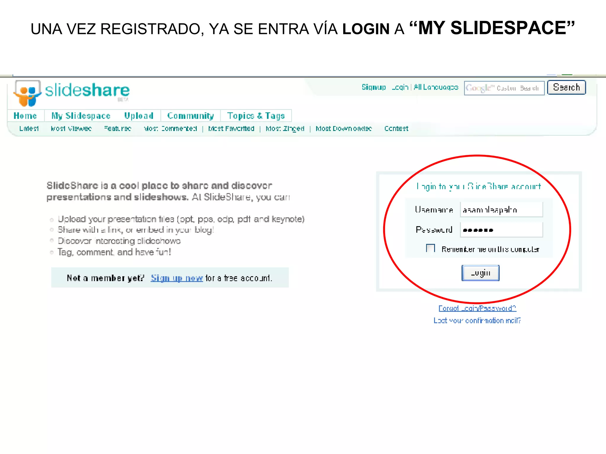 Para Subir Presentaciones A Slideshare.Net Y Cargar En PáGina Web | PPT