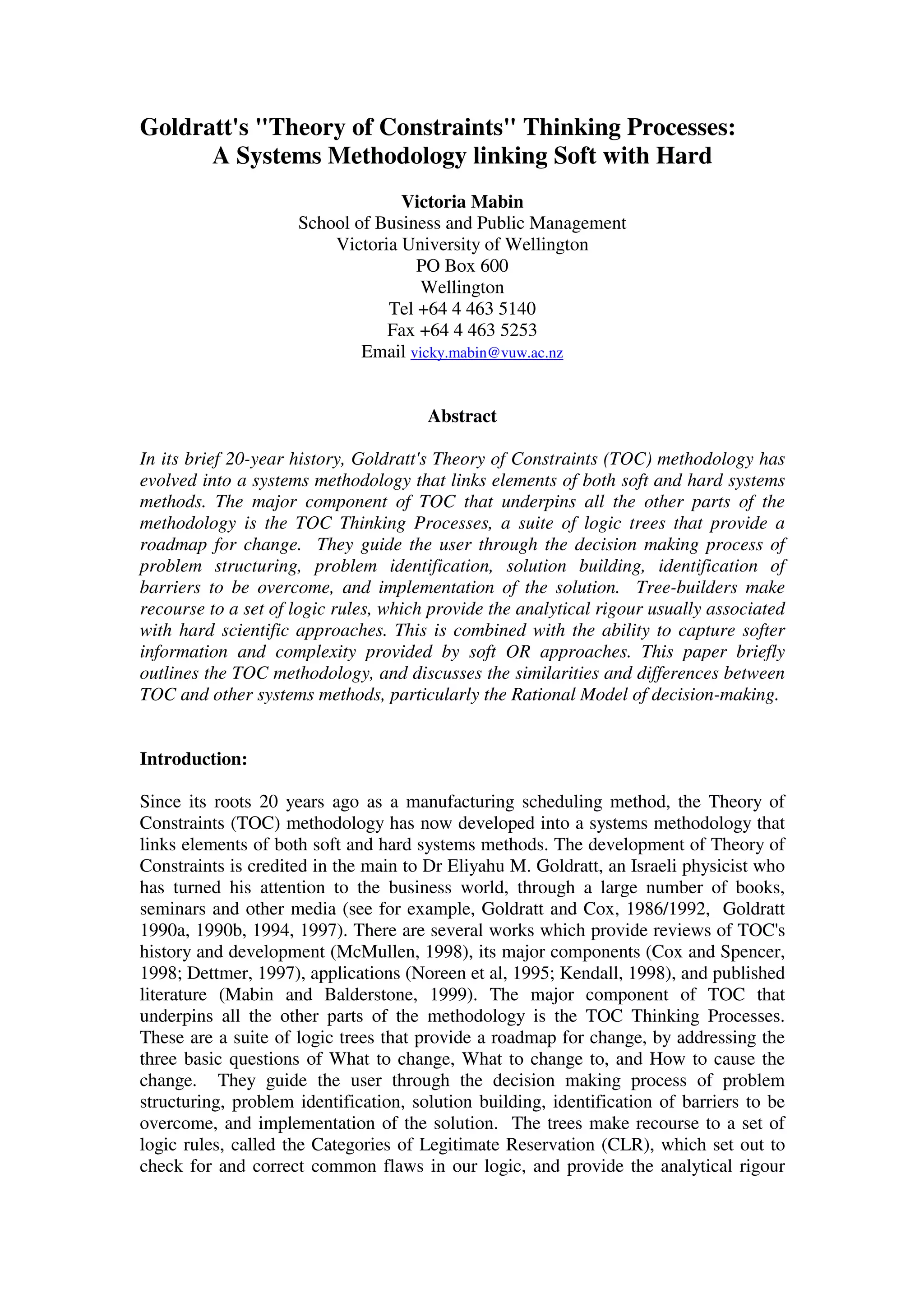 Theory of Constraints" Thinking Processes | PDF