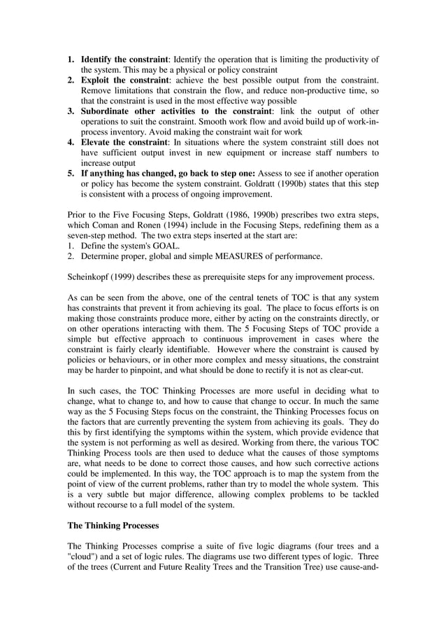 Theory of Constraints" Thinking Processes | PDF