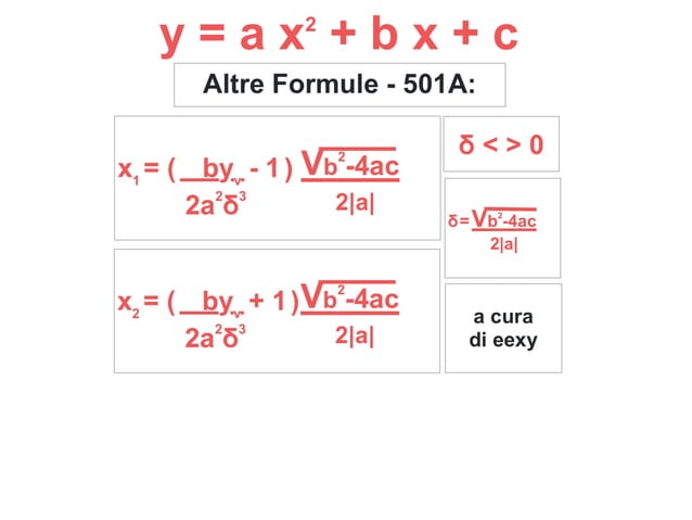 Parabola ed Equazione di Secondo Grado - NUOVE FORMULE per x1 e x2 ...