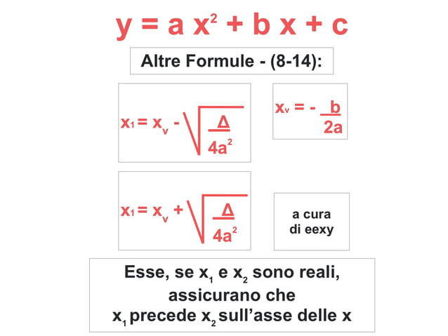 Parabola ed Equazione di Secondo Grado - Nuove Formule per il Delta e ...