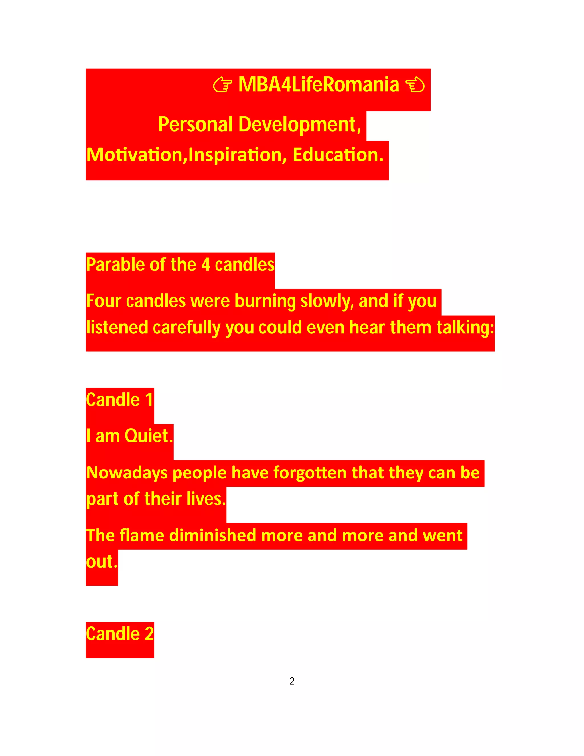 Parable of the 4 candles | PDF | Christianity | Religion & Spirituality