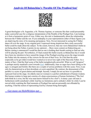 Prodigal Son Parable Summary