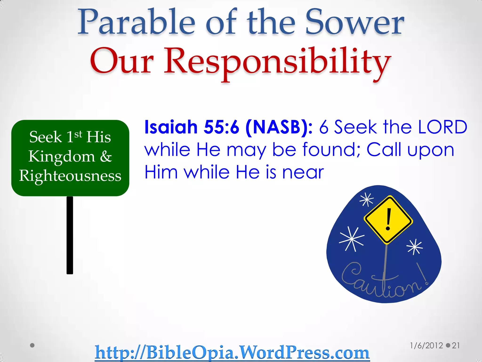 Parable of the Sower and Reapers Roadmap | PDF