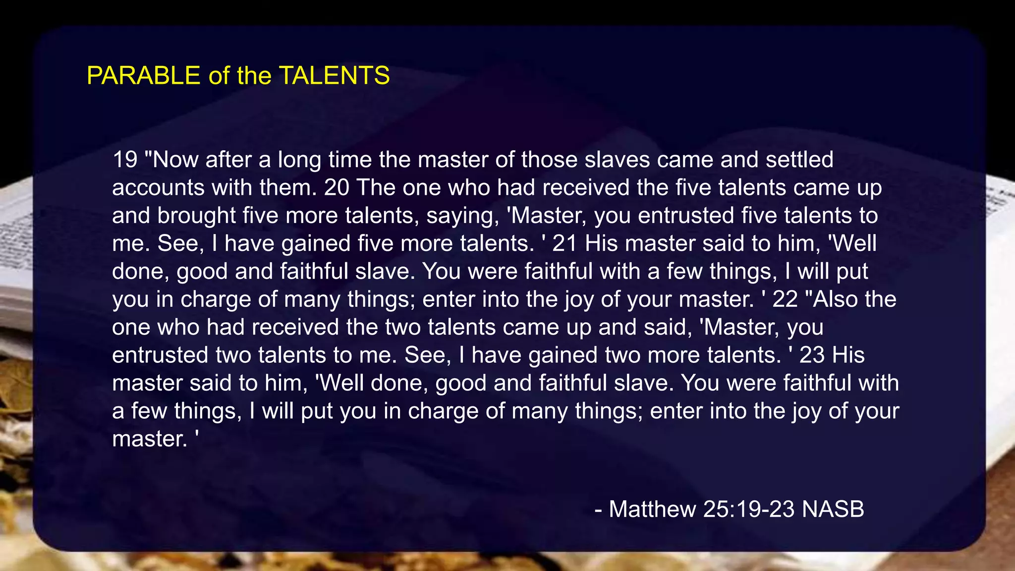 Parable of the talents | PPTX