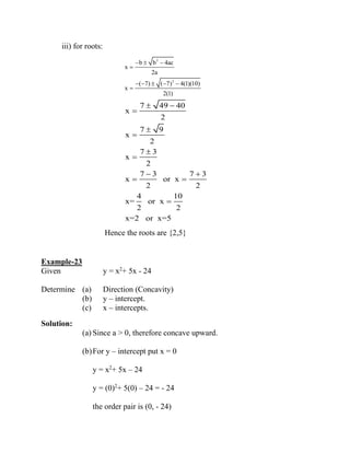 Parabola direction , vertex ,roots, minimum and maximum | PDF