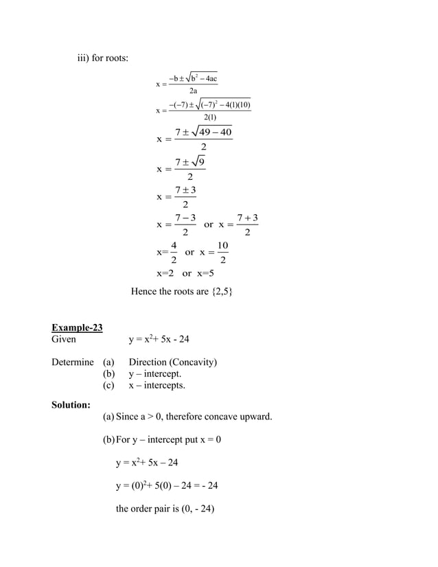 Parabola direction , vertex ,roots, minimum and maximum | PDF