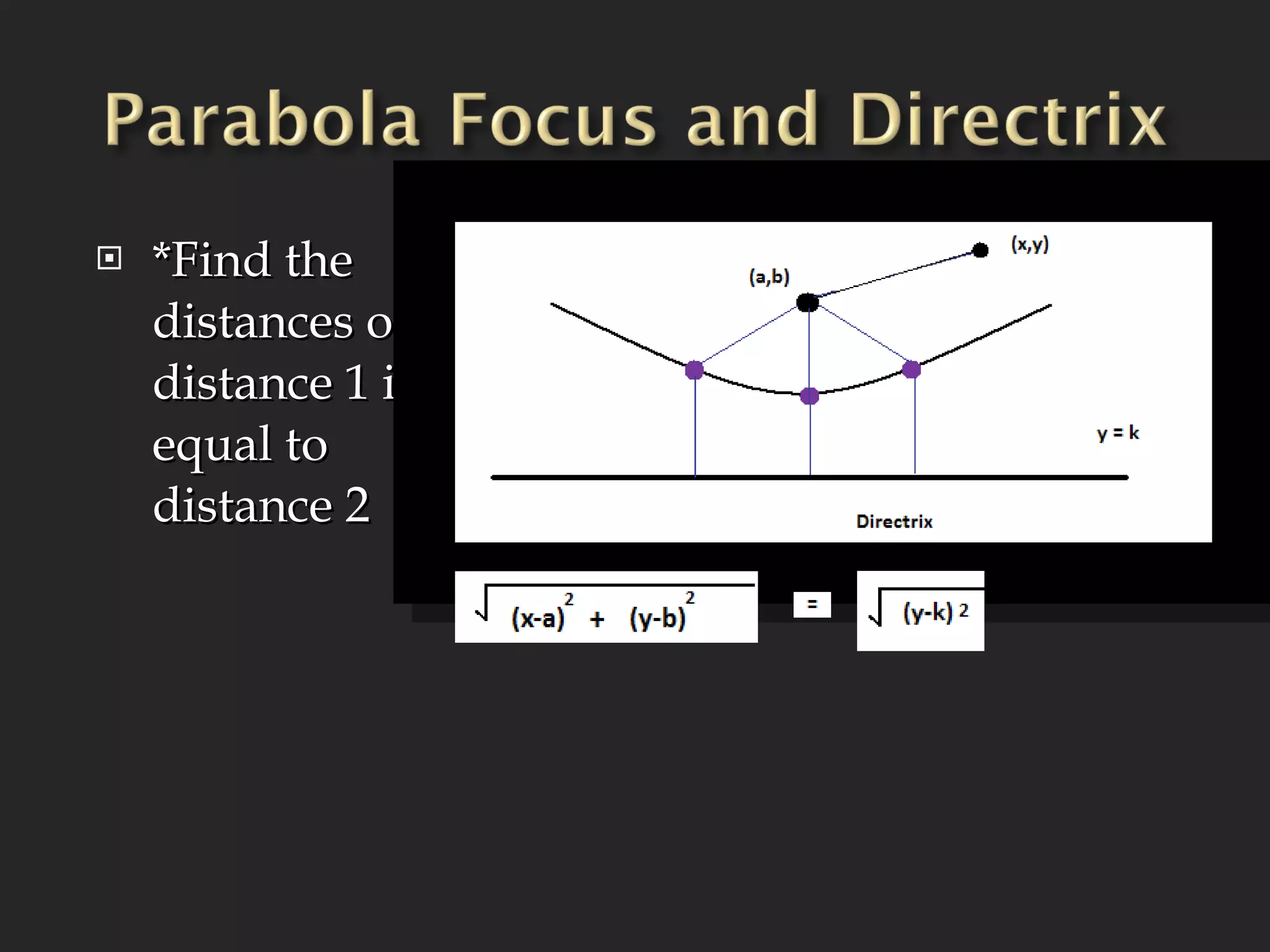 Parabola focus and directrix | PPT