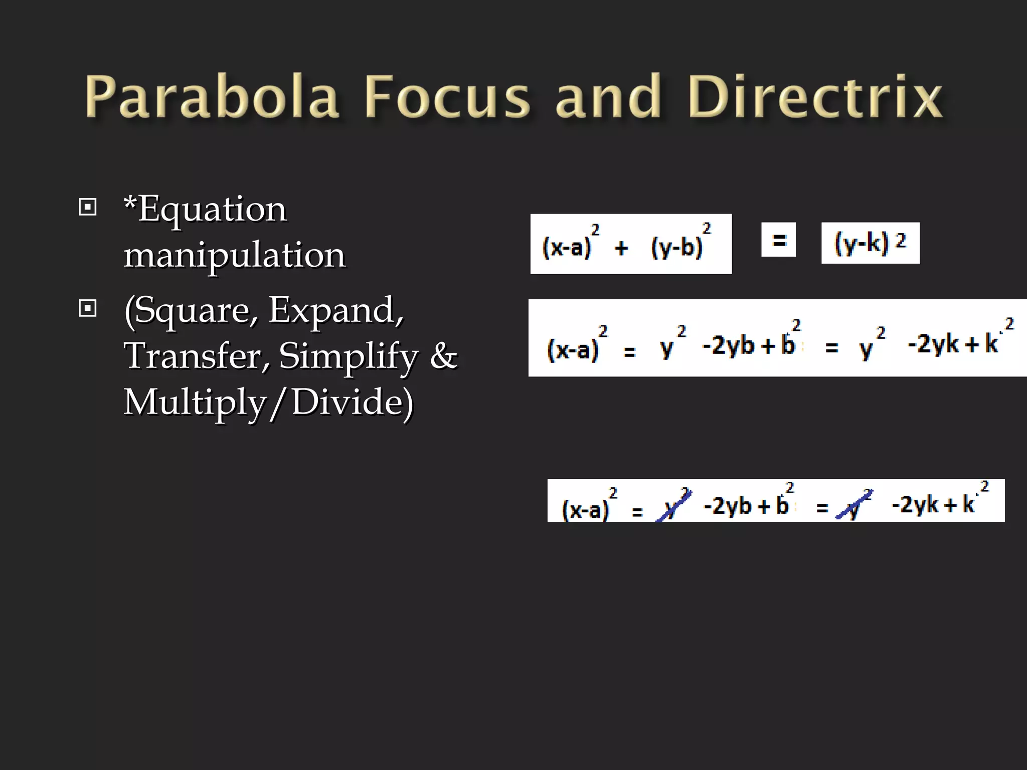 Parabola focus and directrix | PPT