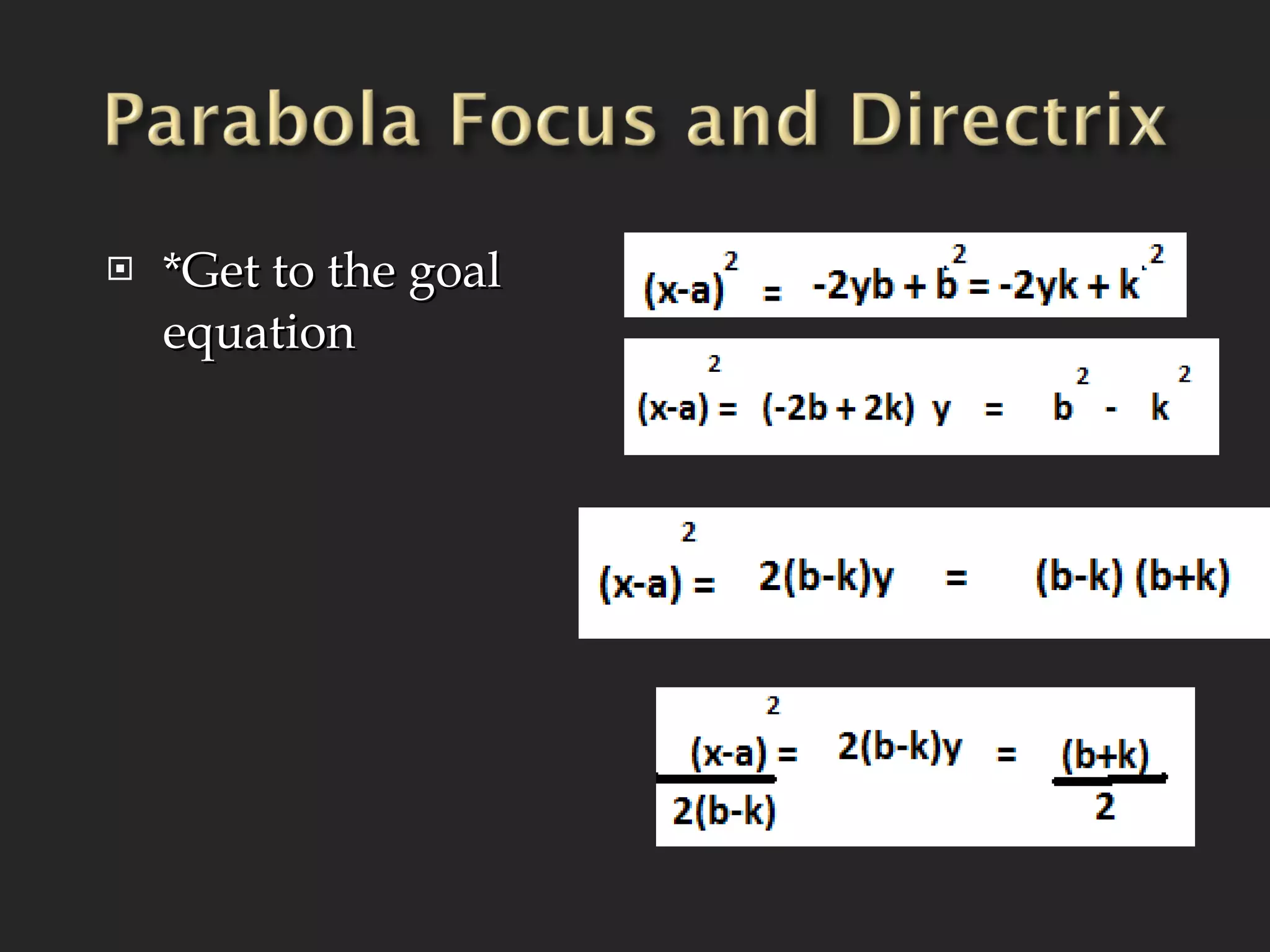 Parabola focus and directrix | PPT