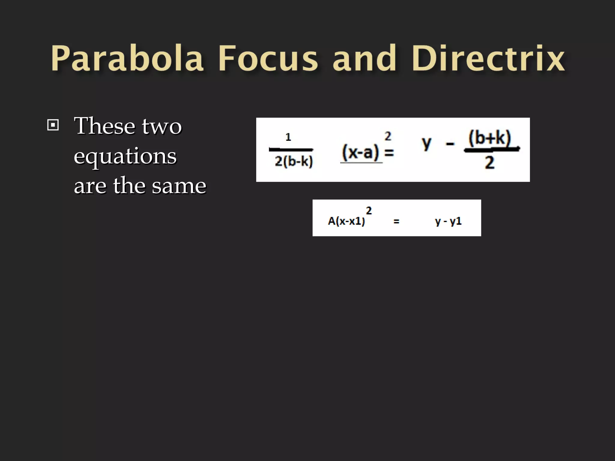 Parabola focus and directrix | PPT