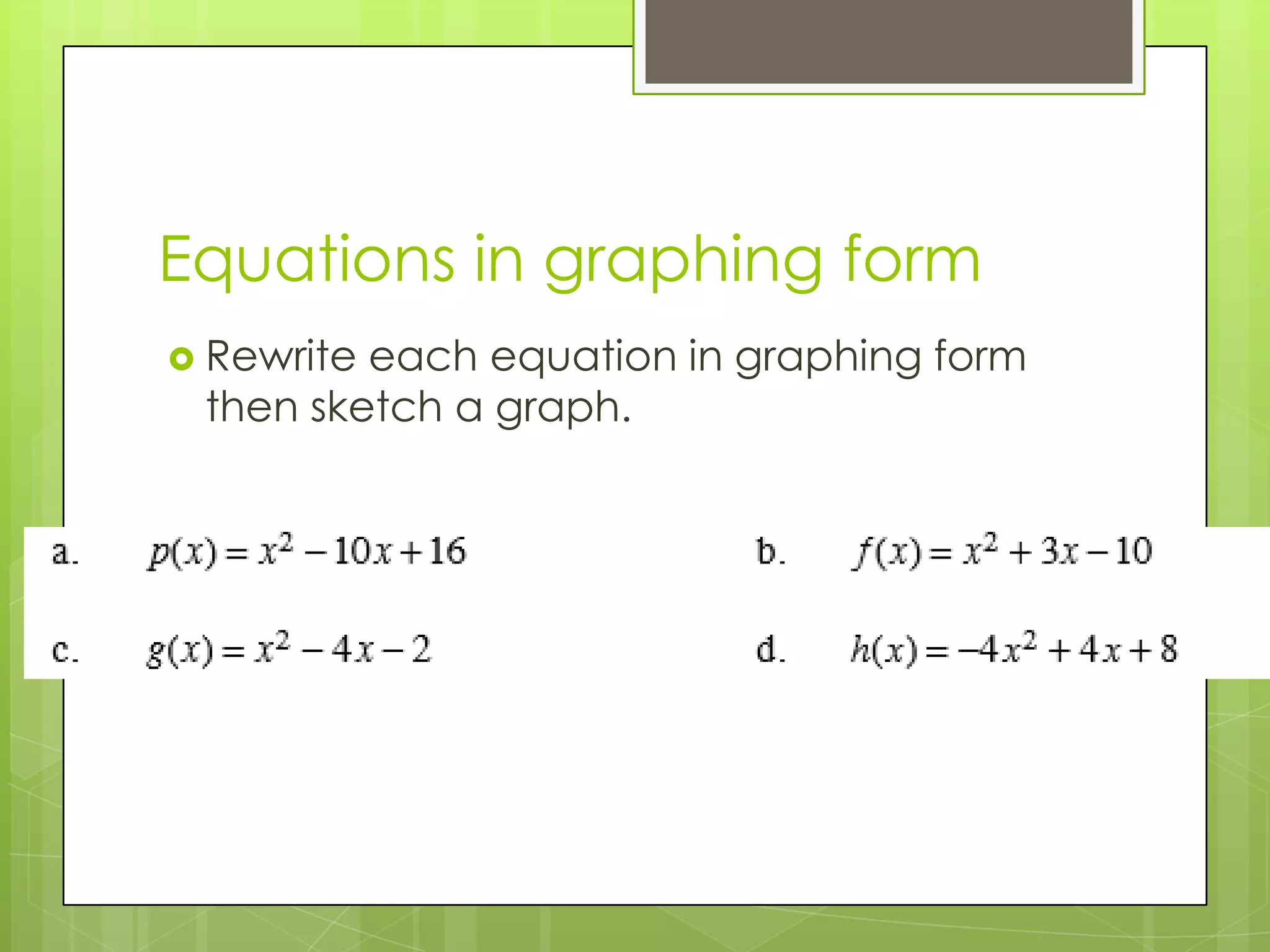 Parabola lab day 4 | PPTX
