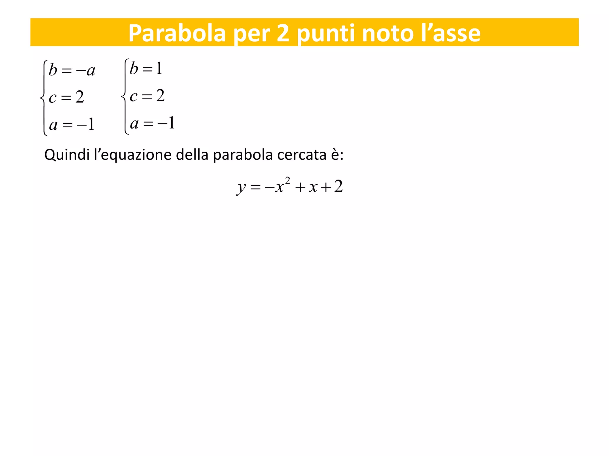 Parabola per 2 punti noto l'asse | PDF