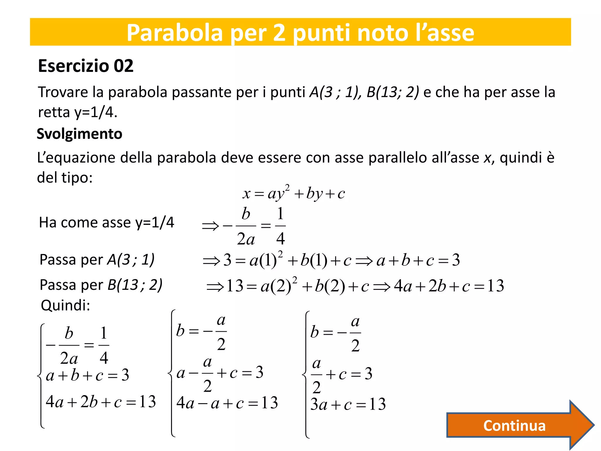 Parabola per 2 punti noto l'asse | PDF