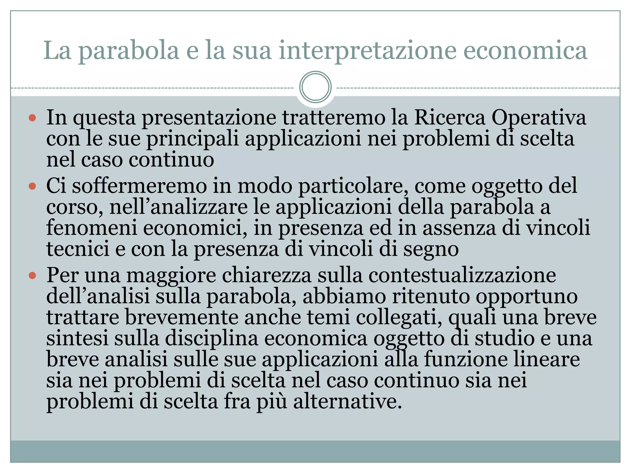 La parabola nei problemi di scelta | PPTX