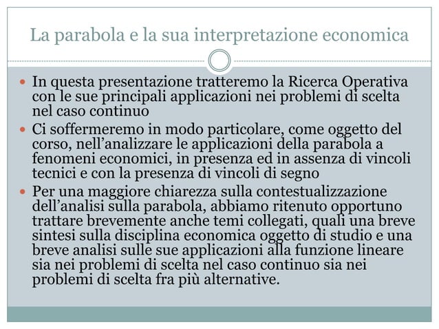 La parabola nei problemi di scelta | PPTX | Business | Business and Finance