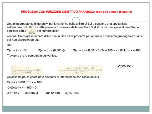La parabola nei problemi di scelta | PPTX | Business | Business and Finance