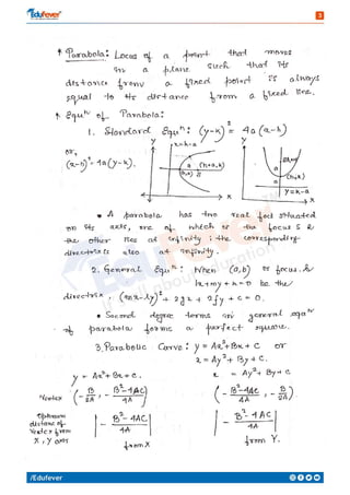 Parabola - Mathematics Handwritten Notes | PDF