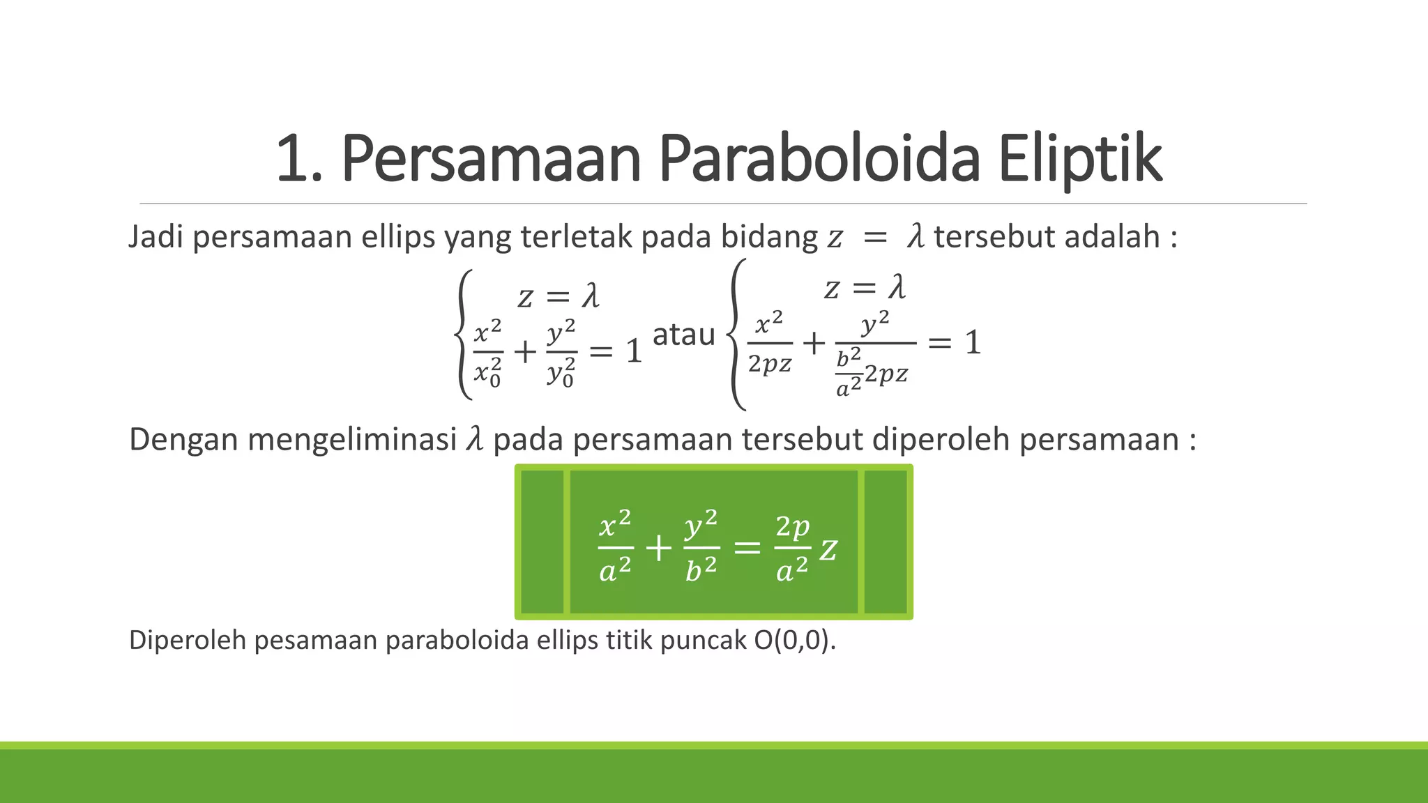 Paraboloida - Geometri Analitik Ruang | PPTX