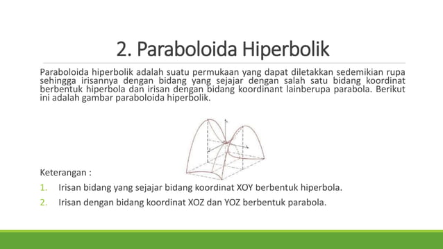 Paraboloida - Geometri Analitik Ruang | PPTX