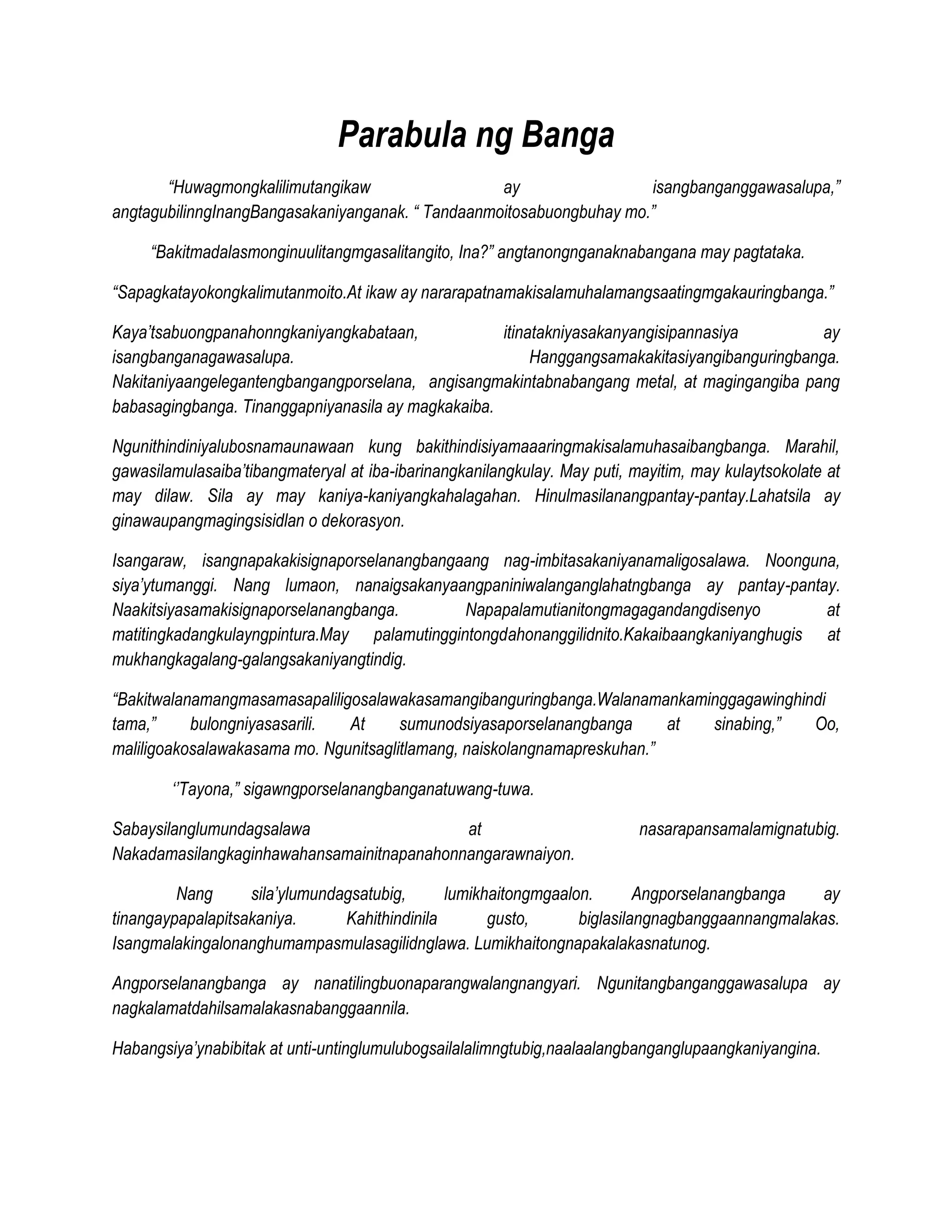 Parabula ng banga | DOCX