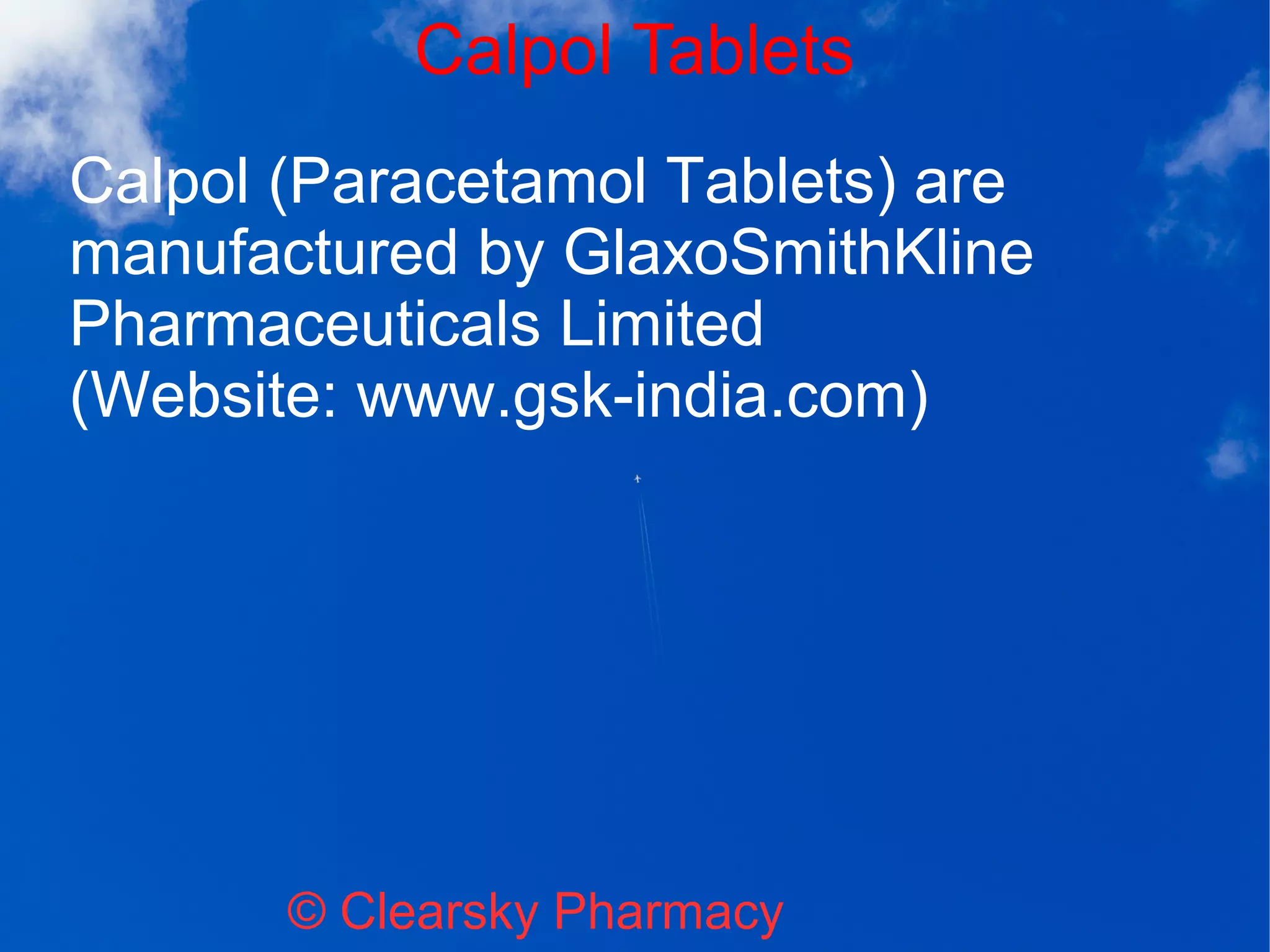 Calpol Tablets (Paracetamol or Acetaminophen) | ODP