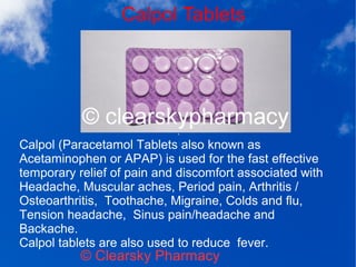 Calpol Tablets (Paracetamol or Acetaminophen) | ODP