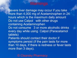 Calpol Tablets (Paracetamol or Acetaminophen) | ODP